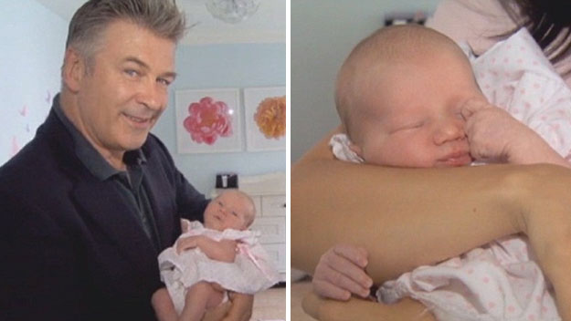 Alec Baldwin shows off his baby daughter