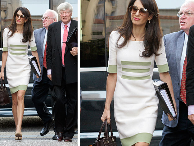 Amal talks work and George as she visits Greece on historic legal case