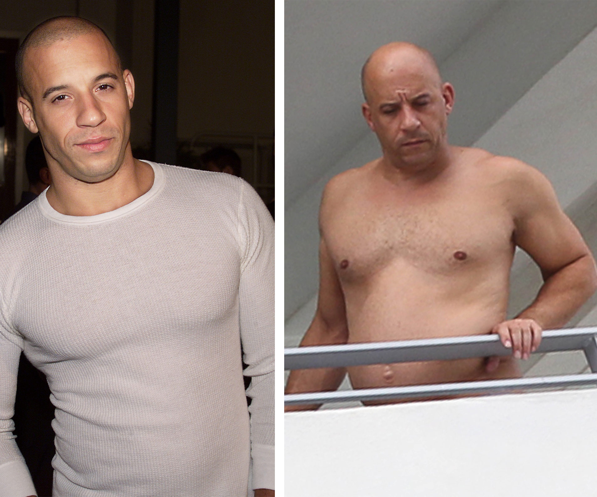 A topless Vin Diesel shows body transformation