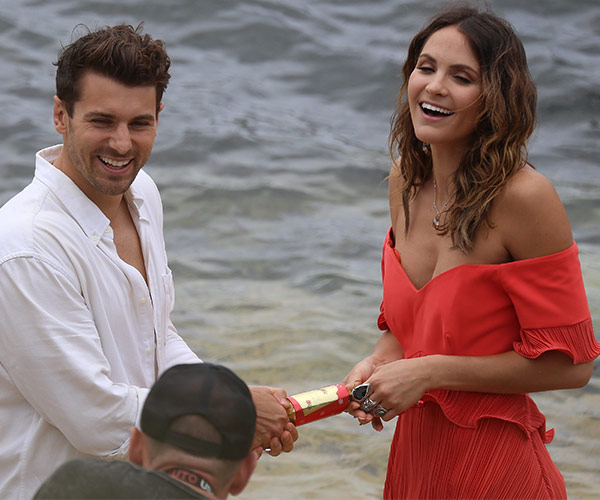 The Bachelor Matty J Laura Byrne Buster dog photo shoot