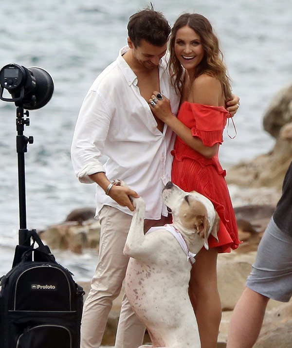 The Bachelor Matty J Laura Byrne Buster dog photo shoot