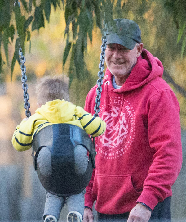 Gary Sweet heads to the park with son Frederic