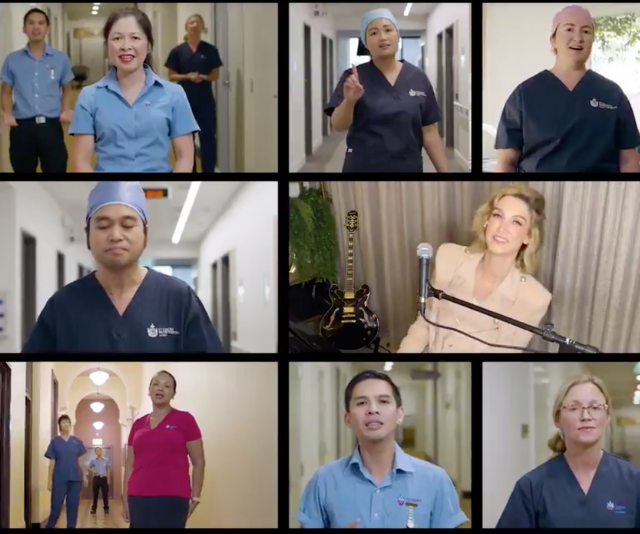 Delta Goodrem sings a touching duet with Sydney nurses