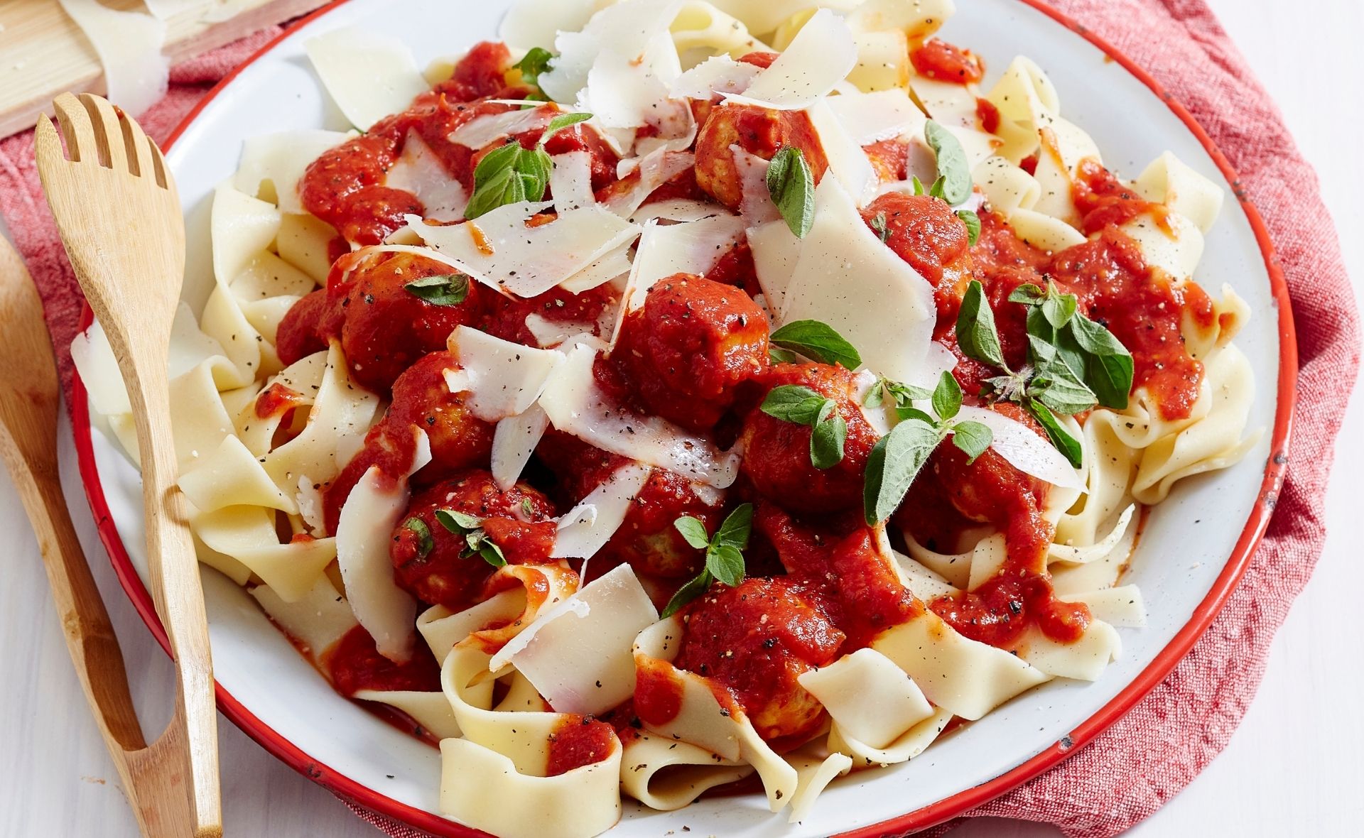 Chicken and fennel meatballs with pappardelle